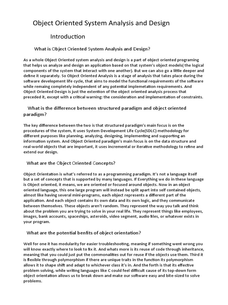 Object Oriented System Analysis and Desig | Download Free PDF | Conceptual Model | Use Case