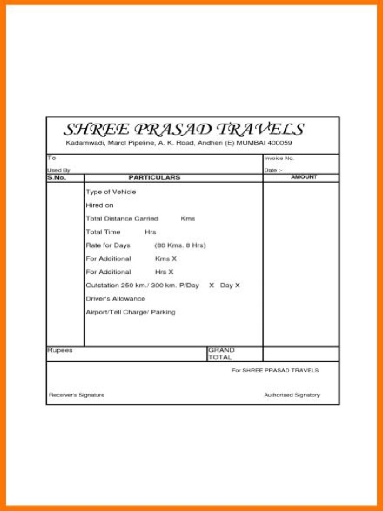 Tours and Travels Invoice Template | PDF