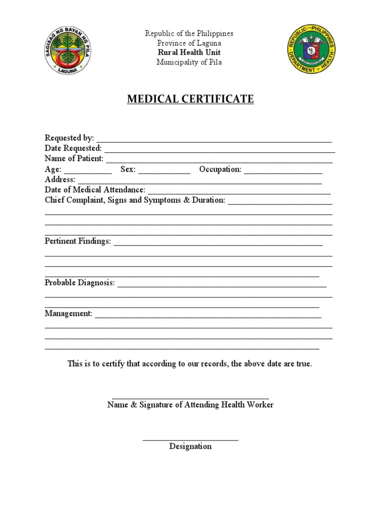 Medical Certificate | PDF