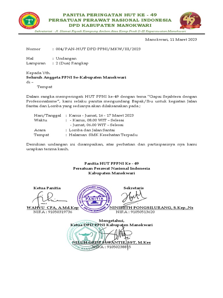 Undangan Hut Ppni Ke 49-1 | PDF Undangan Hut Ppni Ke 49-1 | PDF