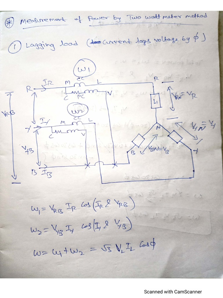 3phase Power Measurement by 2 Wattmeter Method | PDF