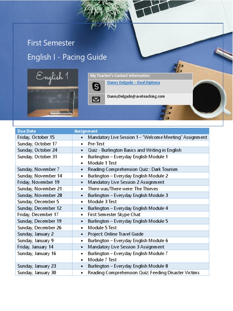2021 English I - Semester 1 Pacing Guide Delgado PDF | PDF | Language ...
