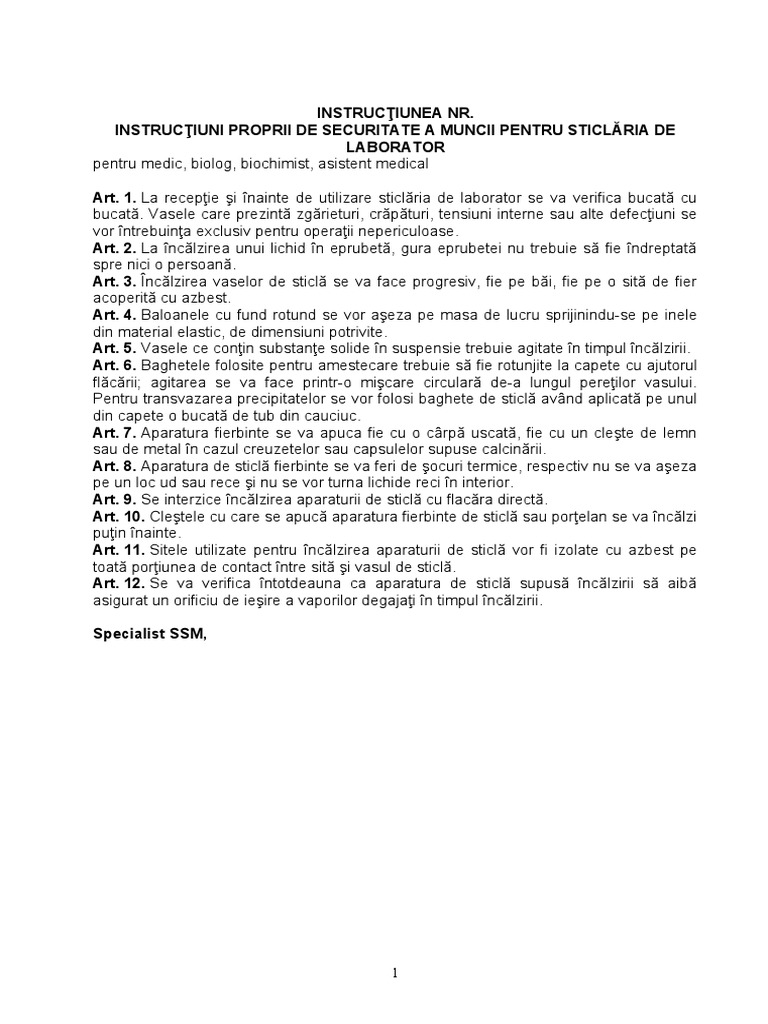 IPSSM Sticlaria de Laborator | PDF