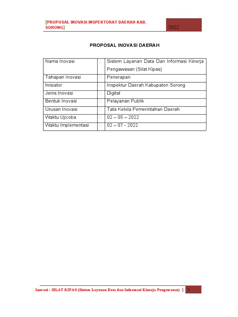 Proposal Inovasi | PDF