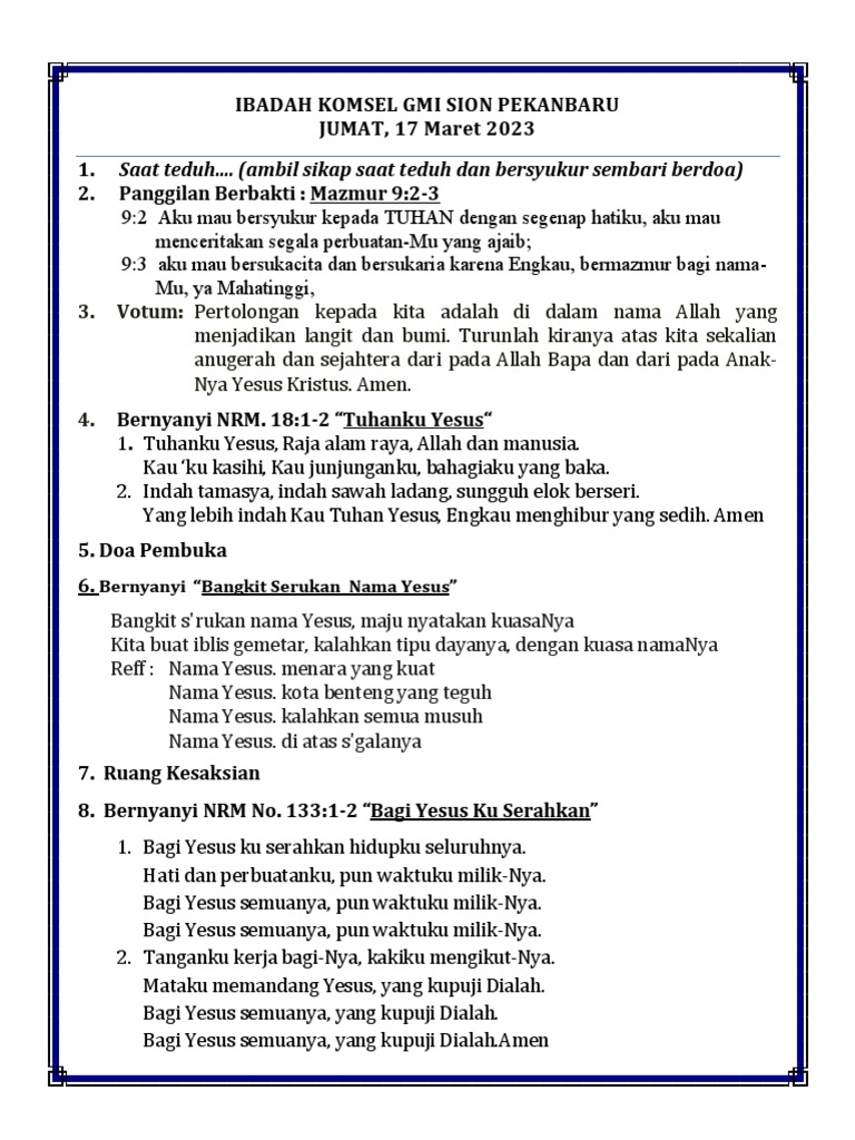 Ibadah Komsel 17 Maret 2023 Update | PDF