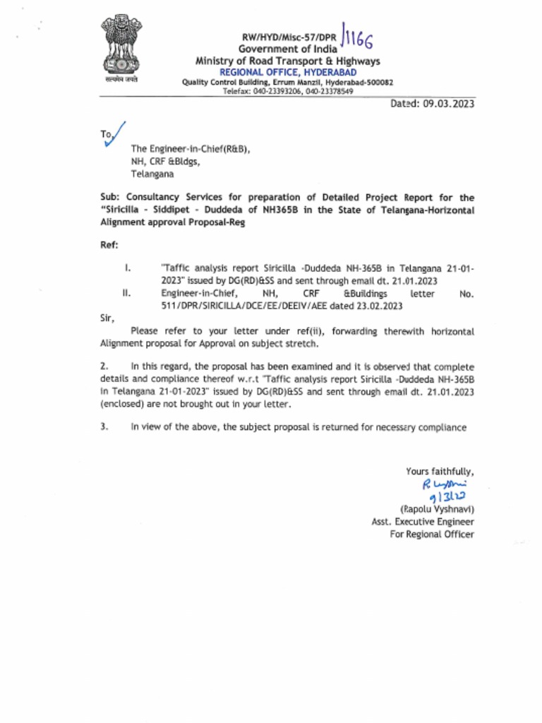 Horizontal Alignment Approval Proposal - Siricilla-siddipet-Duddeda PDF ...