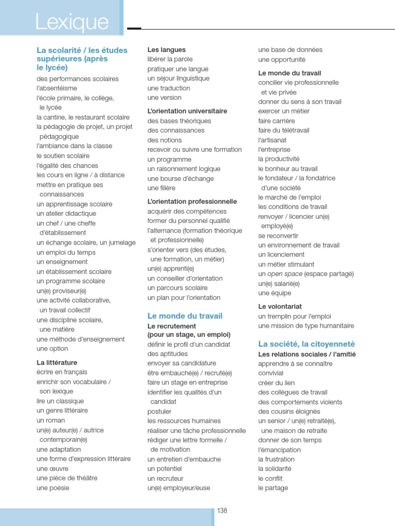 DELF-B2 Lexique PDF | PDF | Entretien d'embauche