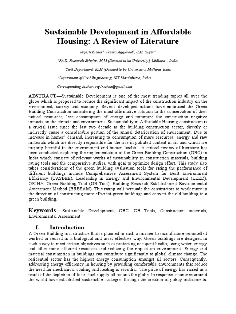 Research Paper - Sustainable Development Literature Review ESDA | PDF ...