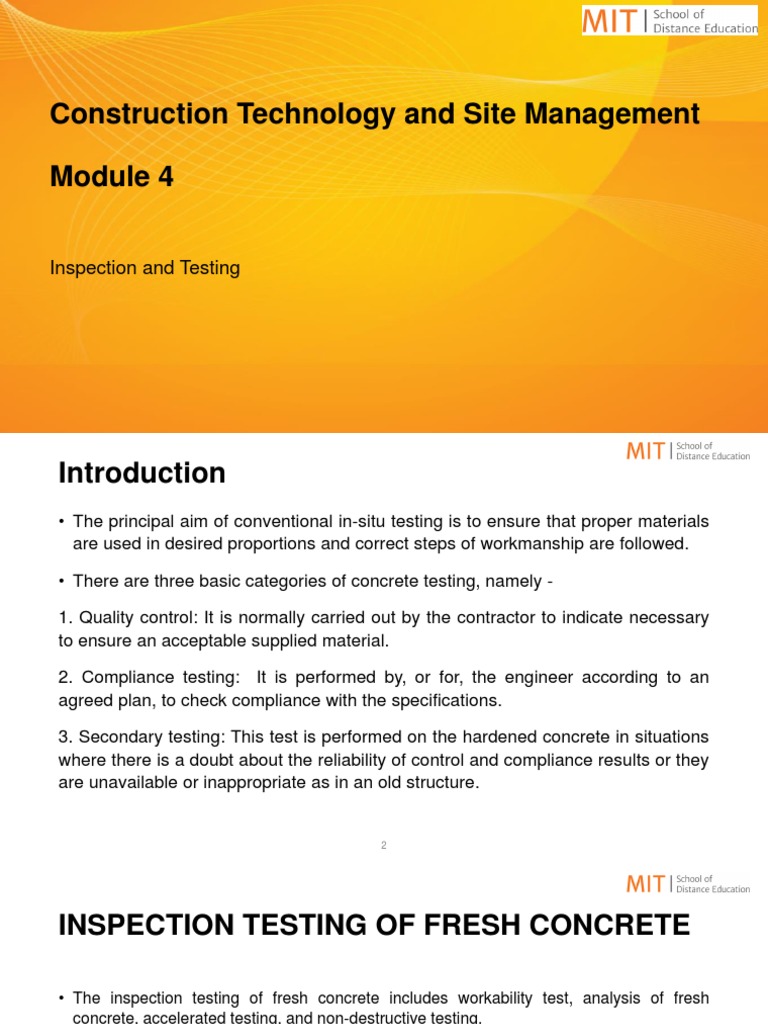 Module 4 Inspection And Testing Pdf Pdf Concrete Strength Of