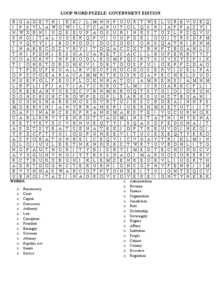 Loop Word Puzzle | PDF | Political Science | Social Institutions