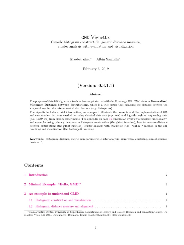 Zhao, Sandelin - 2012 - GMD Vignette PDF | PDF | Cluster Analysis | Sequence Alignment