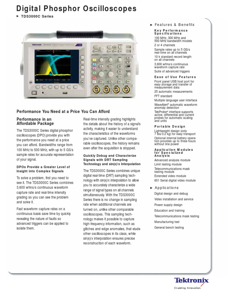 Digital Phosphor Oscilloscopes: TDS3000C Series | PDF | Amplitude | Video
