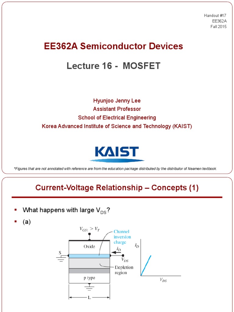 HO17 Lecture16 MOSFET v3 | PDF | Cmos | Field Effect Transistor