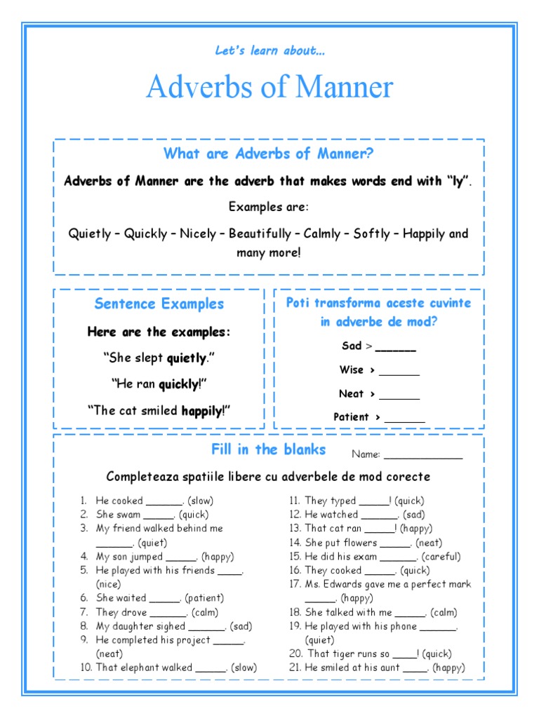 Adverbs of Manner Activities | PDF
