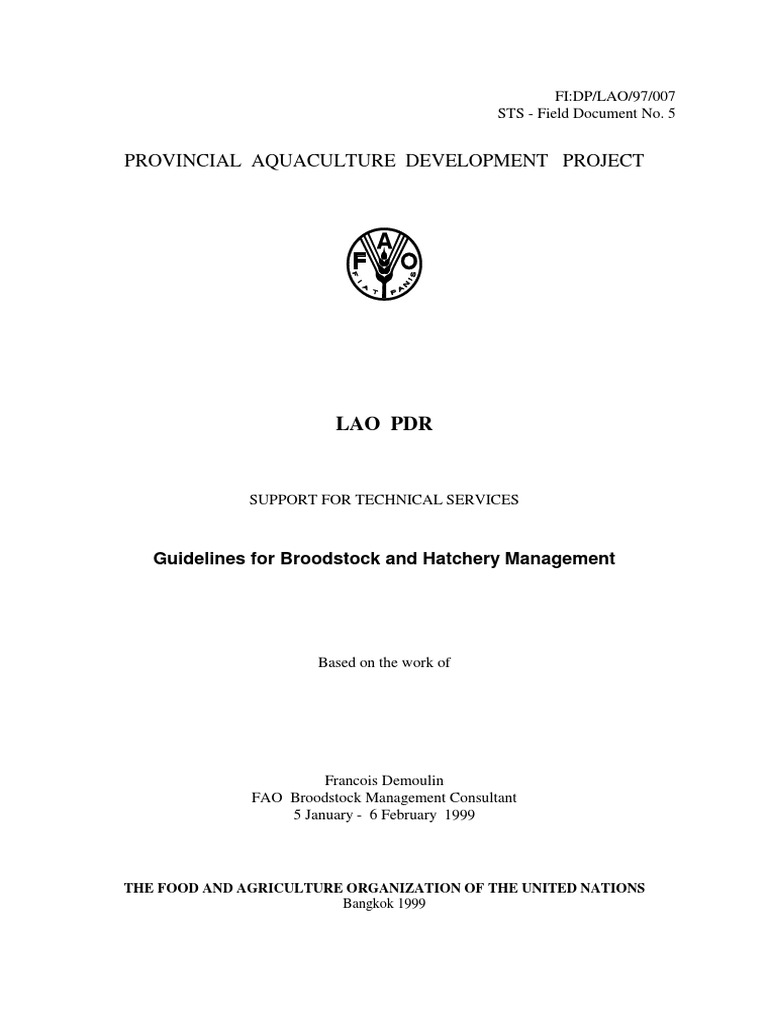 Broodstock and Hatchery Management Guide | PDF | Spawn (Biology) | Pond