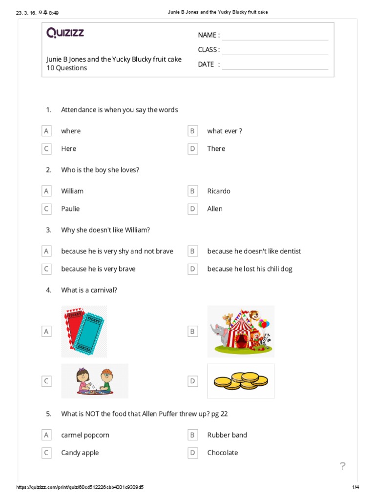 Junie B Jones and The Yucky Blucky Fruit Cake | PDF | Cuisine | Foods