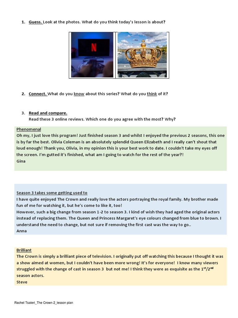 The Crown - Students Worksheet - 2 2 | PDF | Verb | Stress (Linguistics)