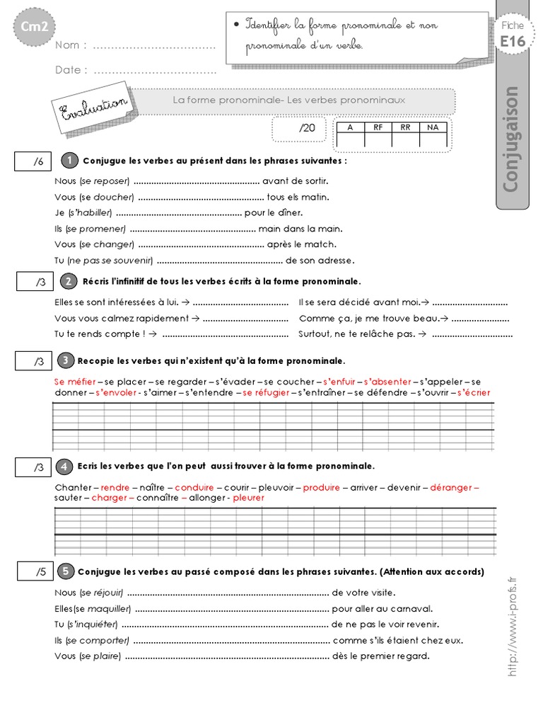 Exercices sur les verbes pronominaux | PDF | Verbe | Sciences cognitives