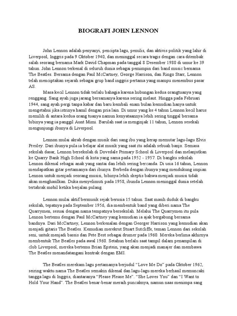 Biografi John Lennon | PDF