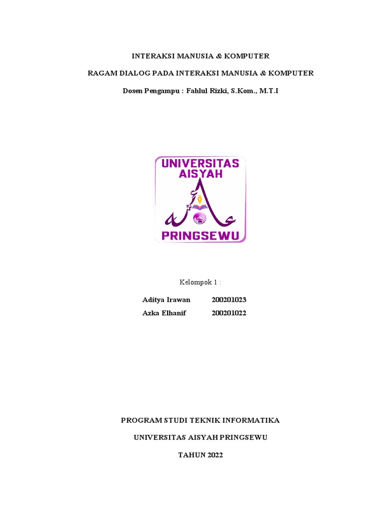 Ragam Dialog Pada IMK (Kelompok 1) | PDF