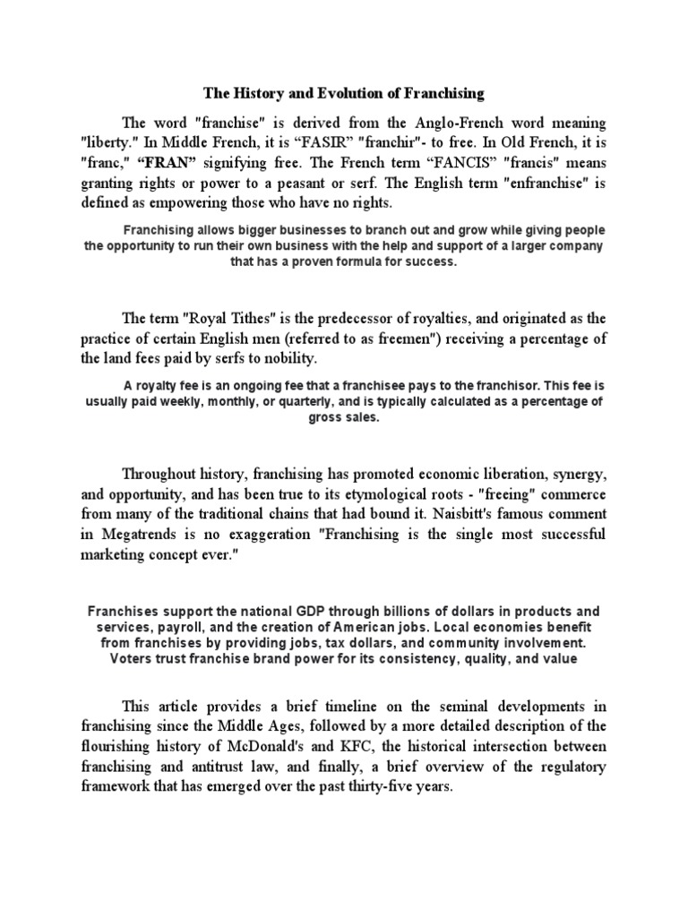 The History and Evolution of Franchising | PDF | Franchising | Business