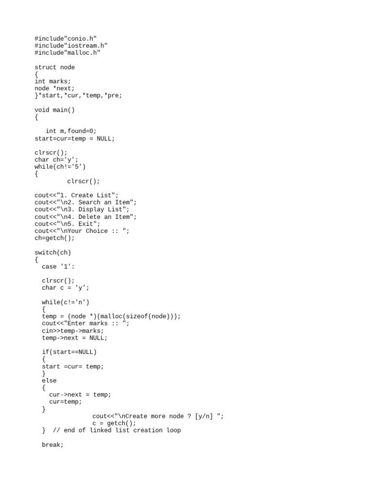 Linked List Operations in C++ | PDF