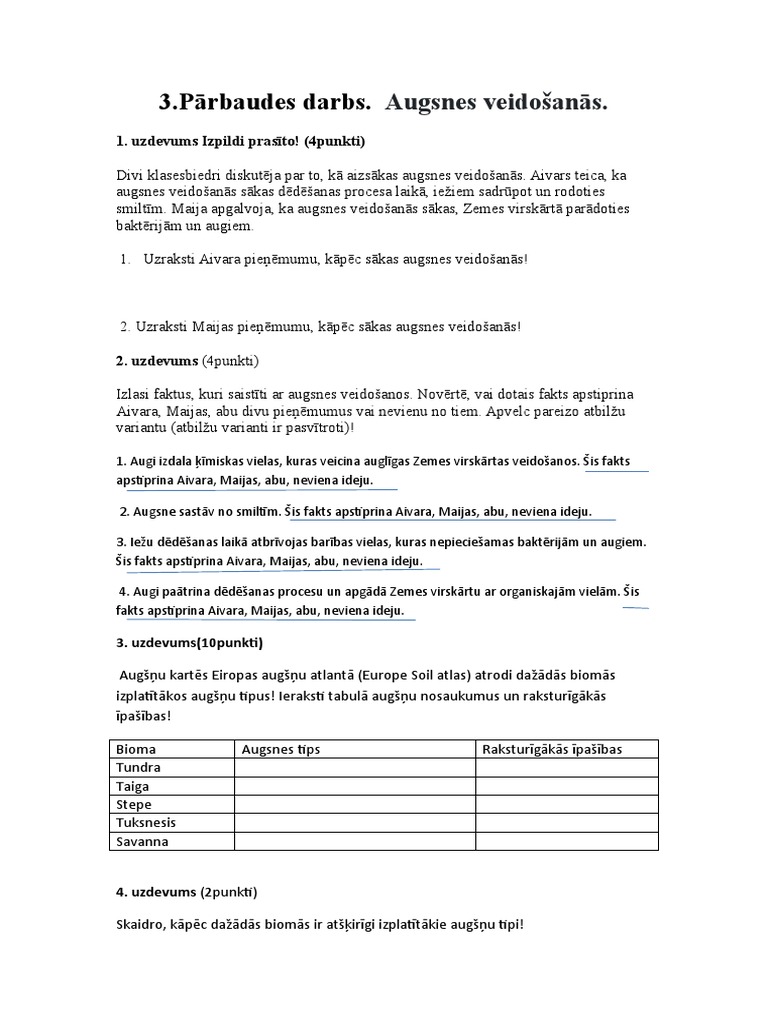 3.pārbaudes Darbs.: Augsnes Veidošanās | PDF