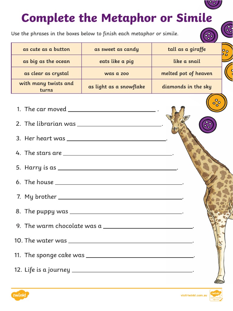 Complete The Metaphor or Simile | PDF