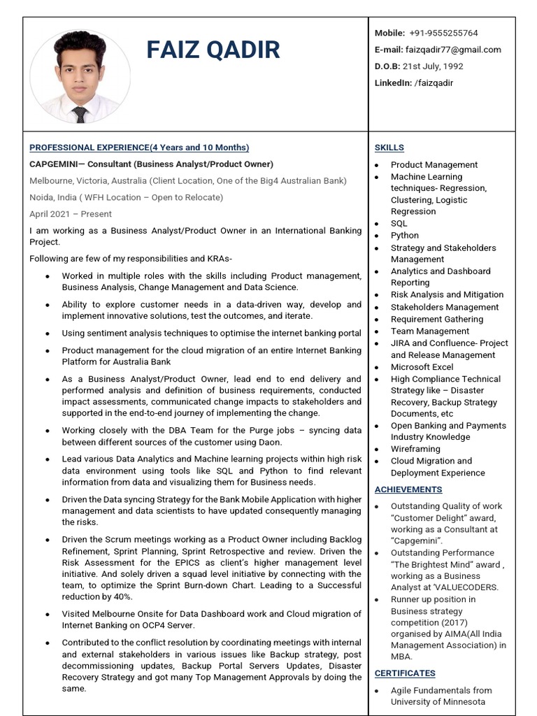Resume Faiz 230221 180146 | PDF | Scrum (Software Development) | Analytics