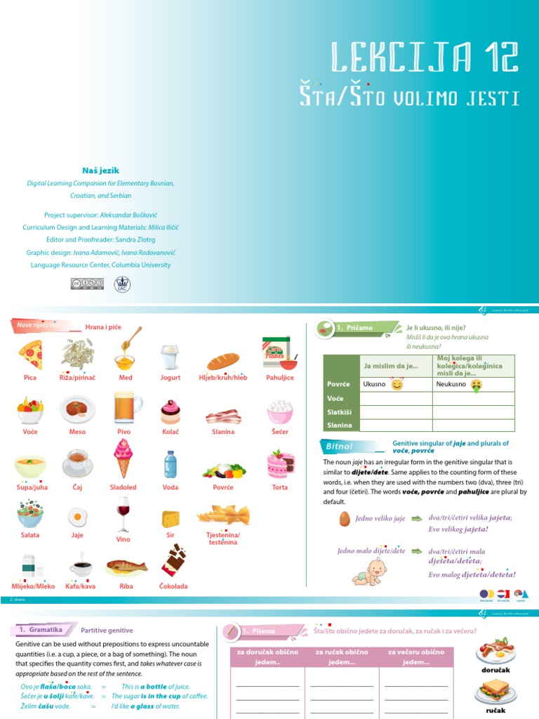 Lekcija 12 Štašto Volimo Jesti | PDF