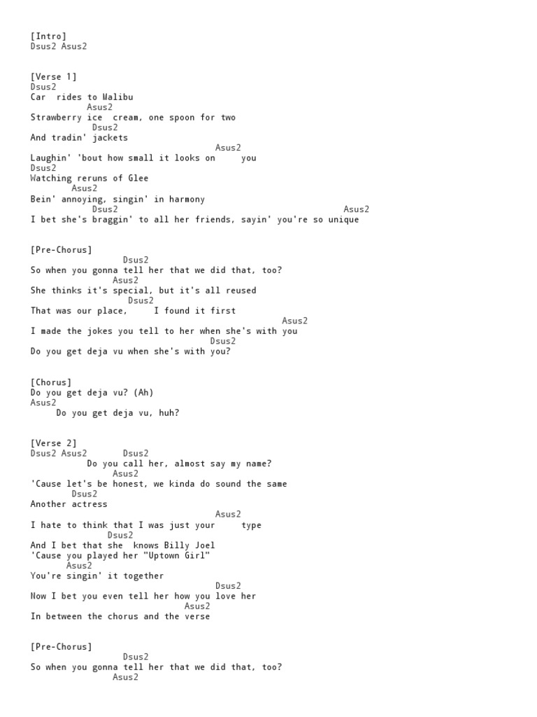 Deja Vu - Olivia Rodrigo PDF | PDF | Song Structure | American Pop Songs