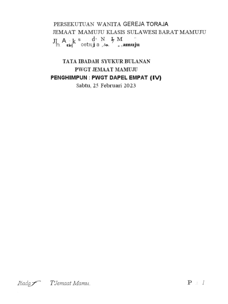 Tata Ibadah ISB PWGT, 25 Feb '23 Rev | PDF