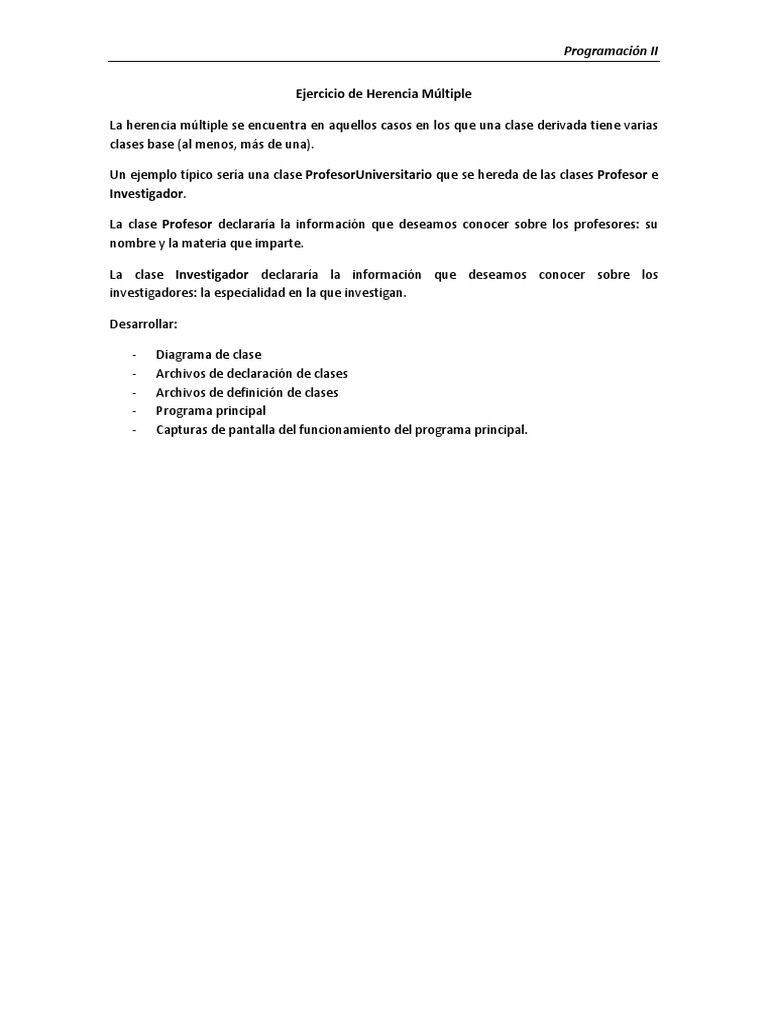 Ejercicio de Herencia Múltiple PDF | PDF