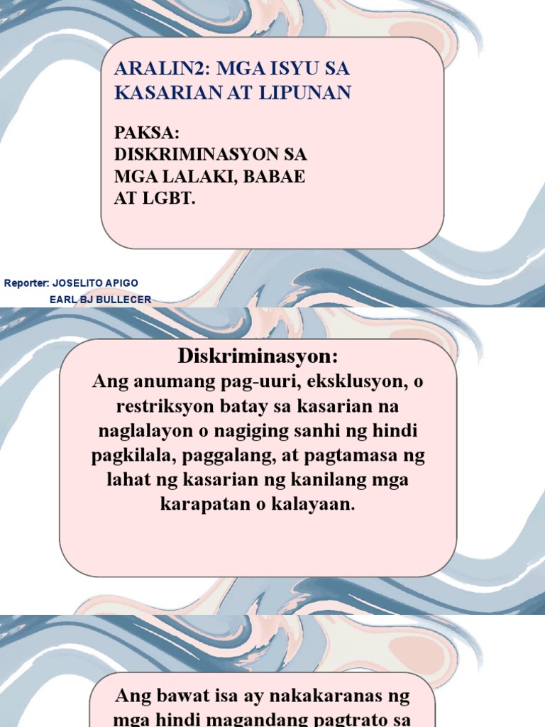 Diskrimimasyon Sa Mga Lalaki, Babae at Lgbt-Wps Office | PDF