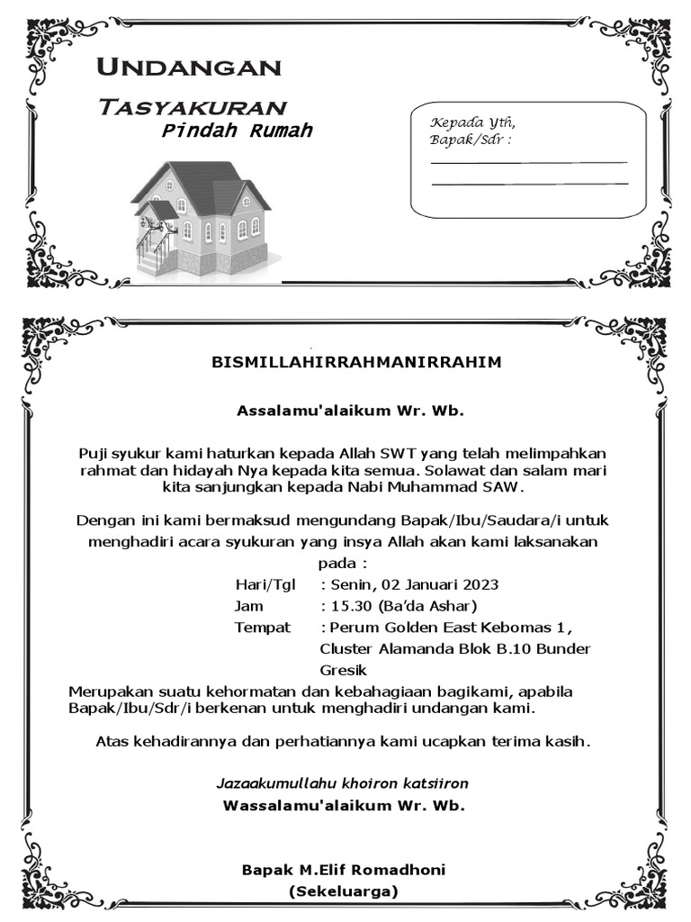 Undangan Pindah Rumah | PDF