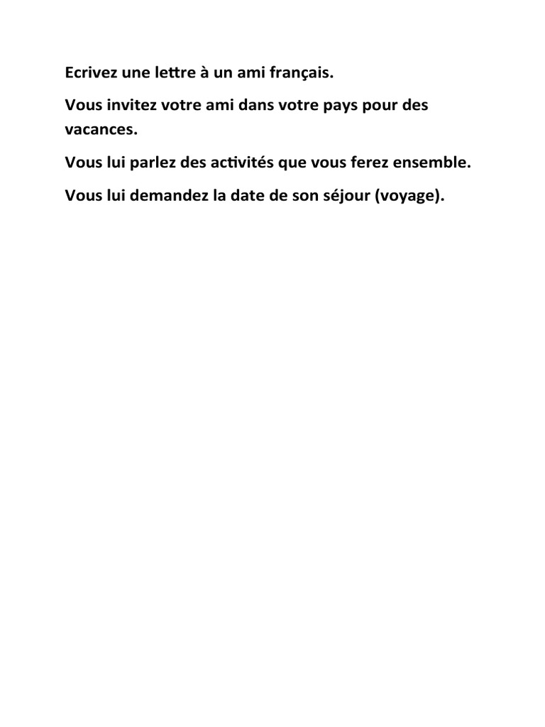Ecrivez Une Lettre À Un Ami Français | PDF