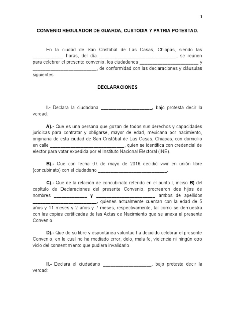 Convenio Guarda Y Custodia 1 Pdf Gobierno Justicia