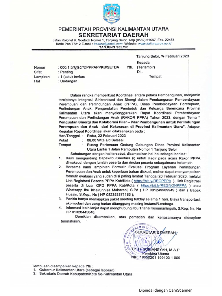 Surat Undangan RAKOR PPPA2023 | PDF