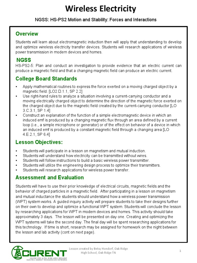 Wireless Power PDF | PDF | Magnetic Field | Inductor