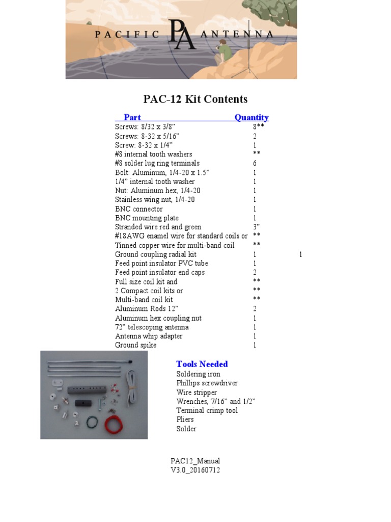 PAC-12 Antenna Assembly Guide | PDF | Screw | Electrical Connector