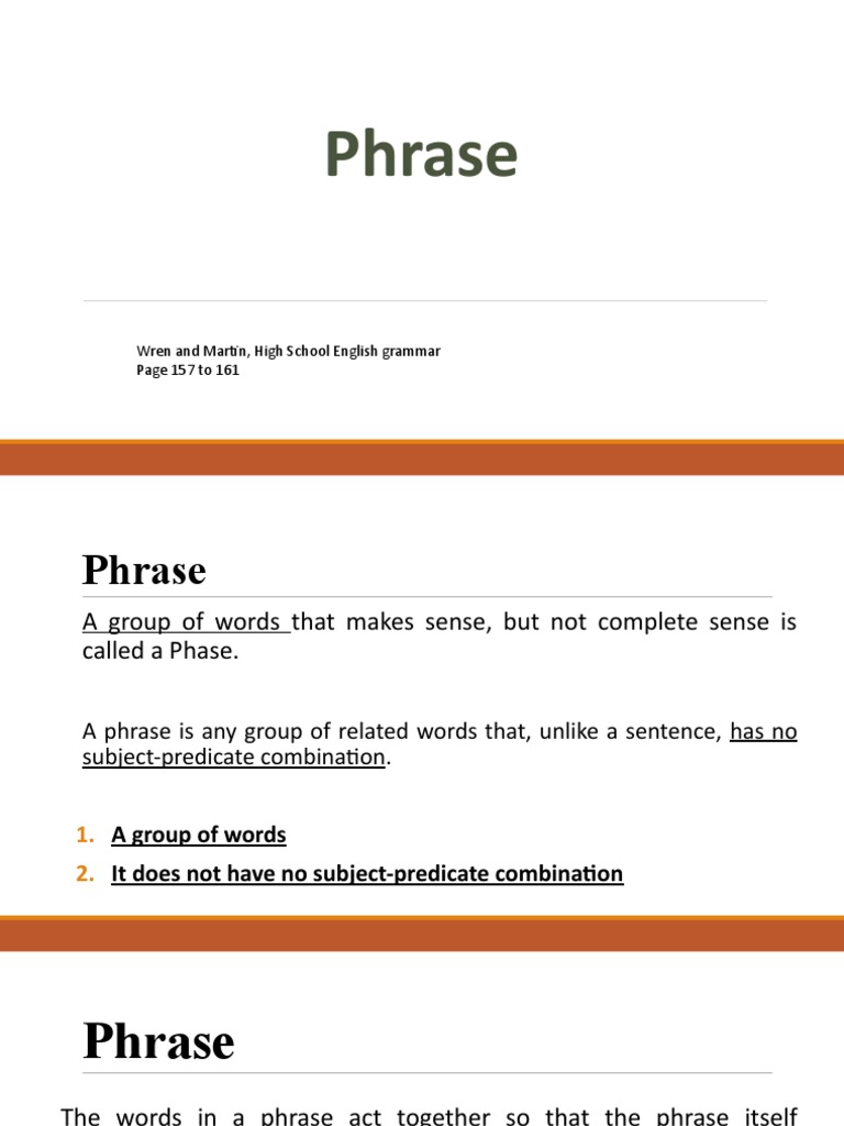 Understanding Phrases: Types of Phrases According to Wren and Martin's ...