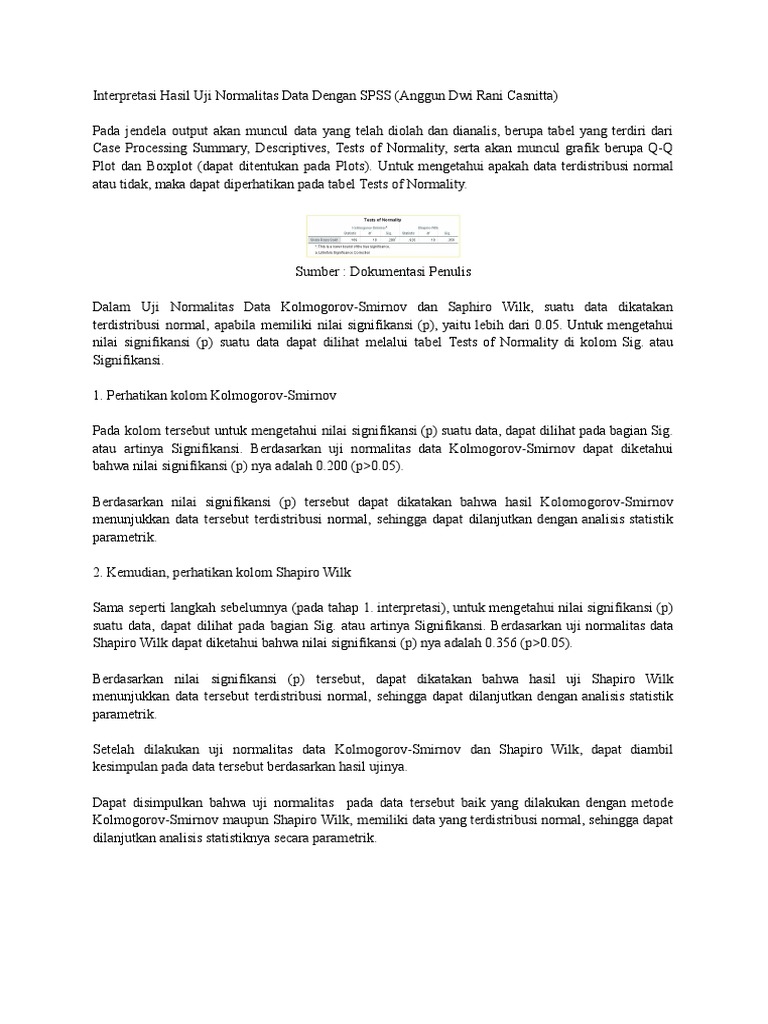Interpretasi Uji Normalitas PDF | PDF