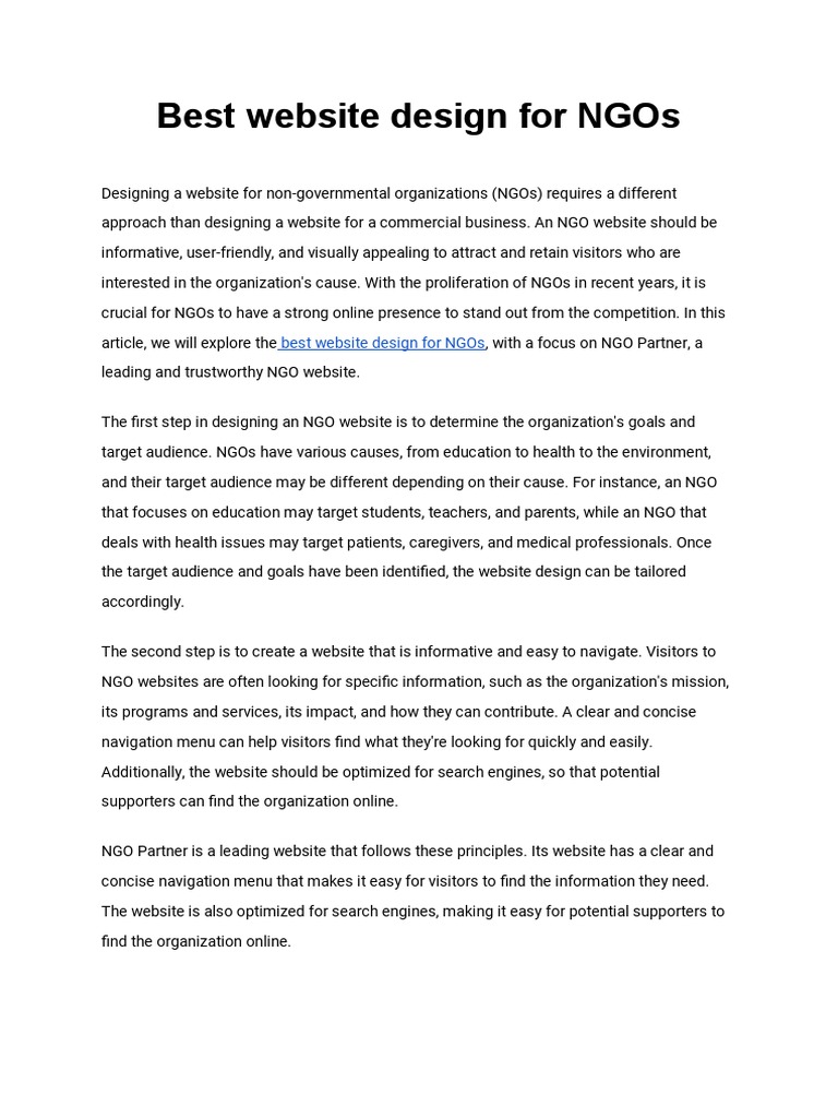 Best Website Design For NGOs | PDF | Websites | Non Governmental ...