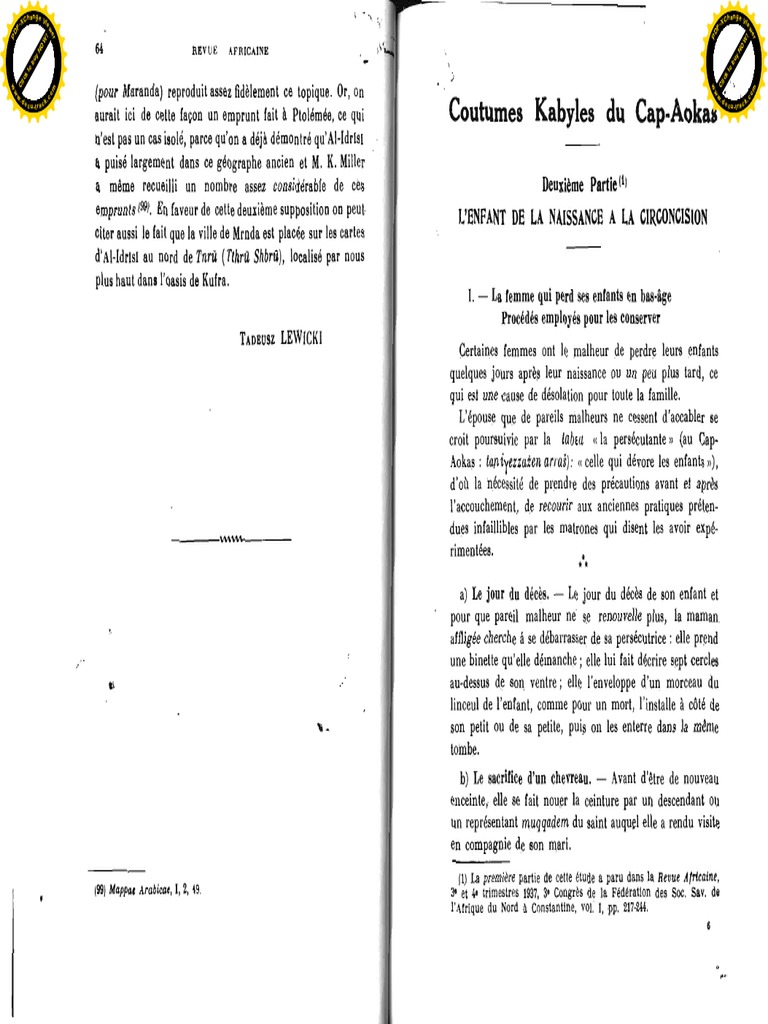 Rahmani. S. Cotumes Kabyles Du Cap-Aokas | PDF