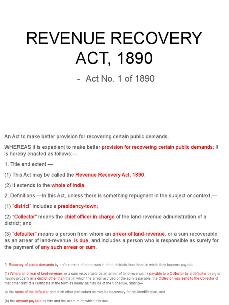 Revenue Recovery Act of 1890 Overview | PDF | Lawsuit | Legal Liability