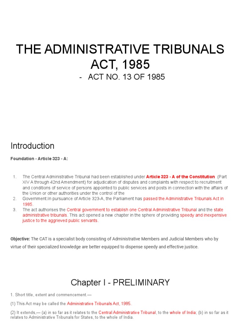 Administrative Tribunals Act, 1985 Overview | PDF | Jurisdiction | Tribunal