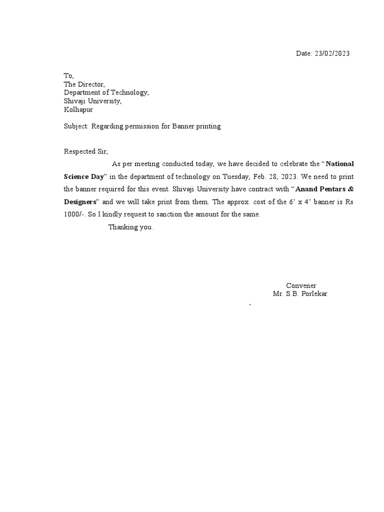 Permission Letter Banner | PDF