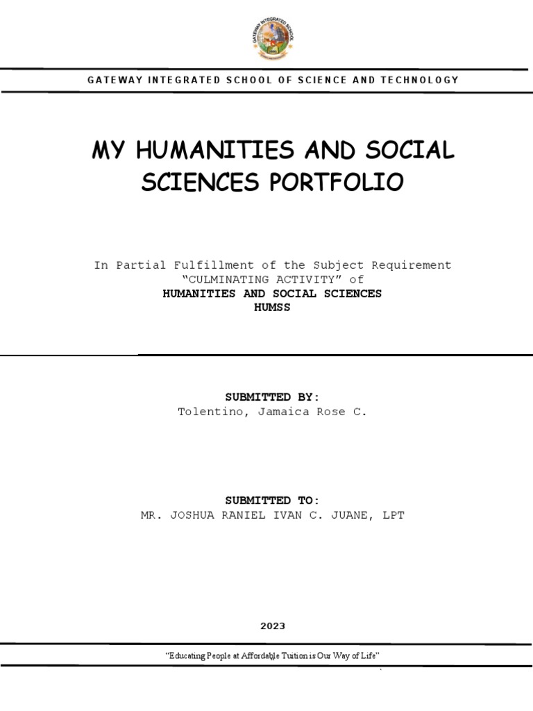 My Humanities and Social Sciences Portfolio: in Partial Fulfillment of ...