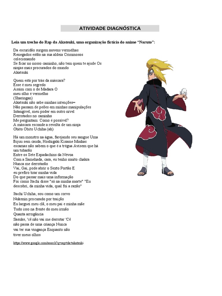Análise Morfológica do Rap da Akatsuki | PDF