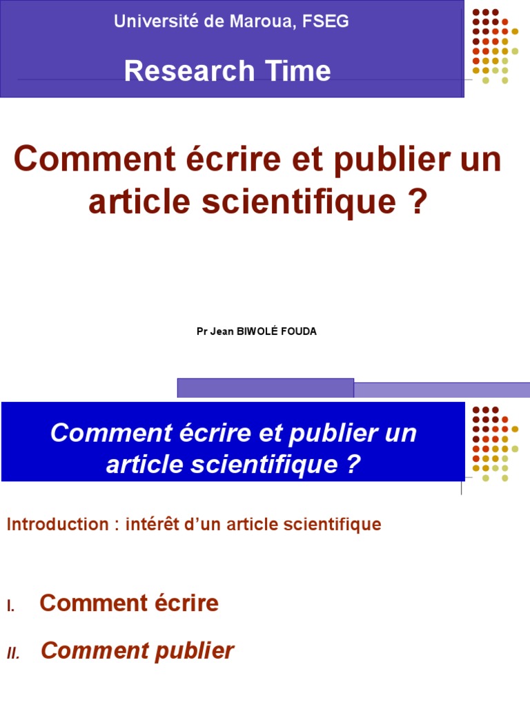 Écrire et publier un article scientifique | PDF | Publication académique